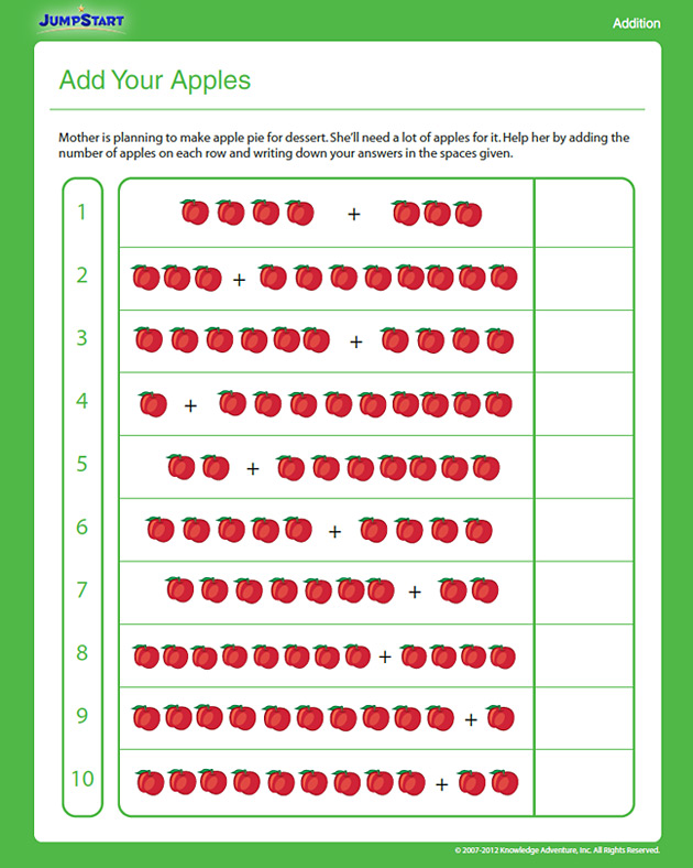 Math Worksheets Online - Add Your Apples - Tipss und Vorlagen