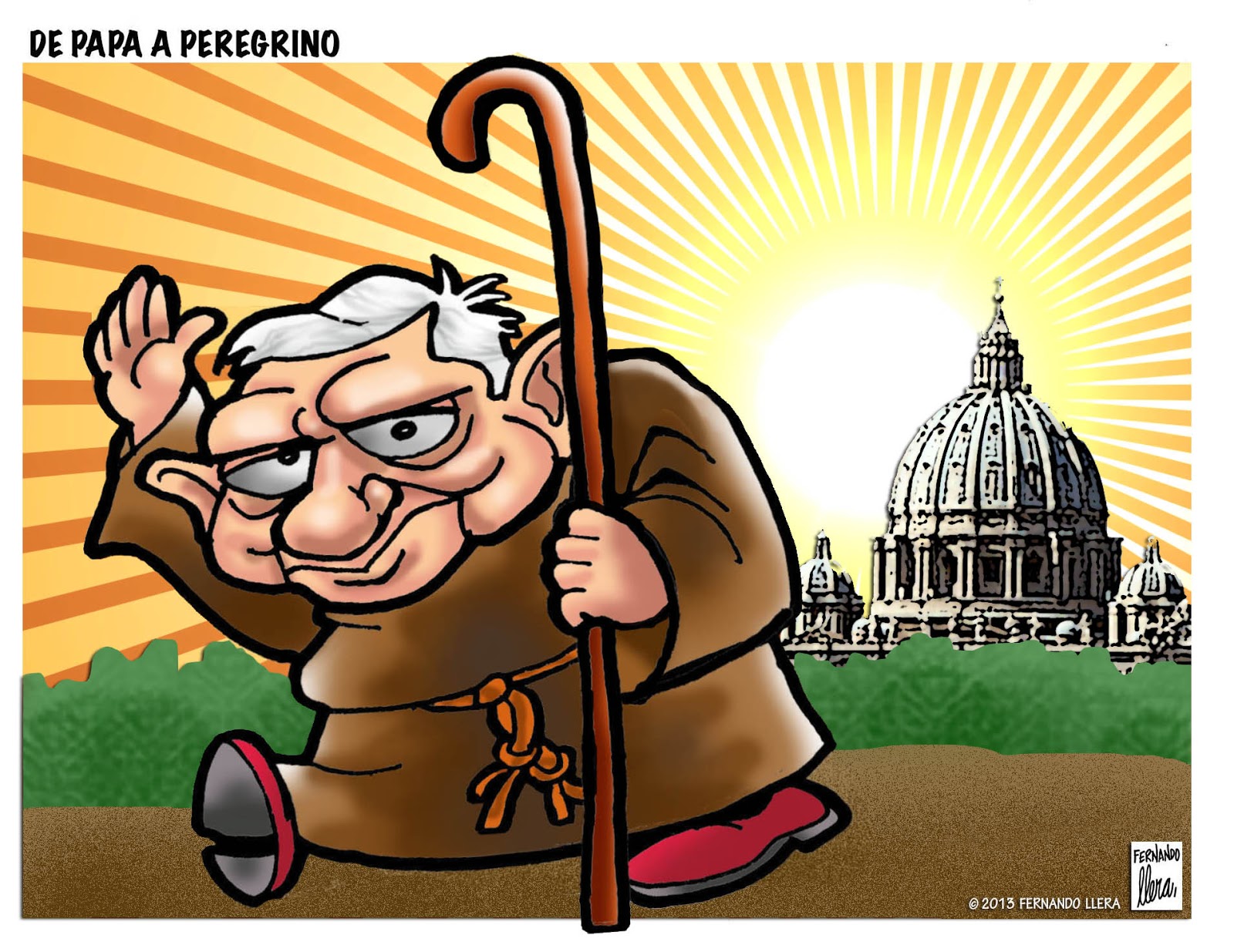 Fernando Llera Blog Cartoons: Pope Benedict XVI becomes a simple pilgrim.