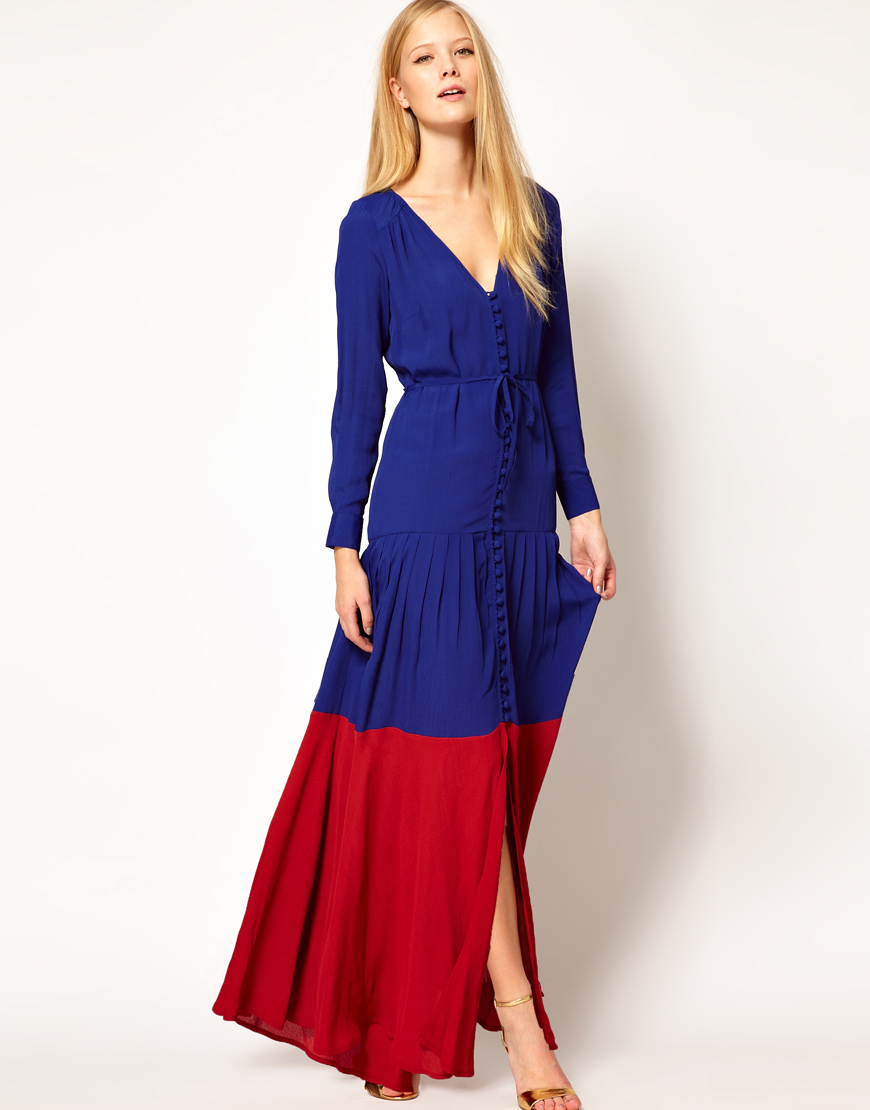 pretties' closet: ASOS Maxi Dress In Colourblock with Long Sleeves