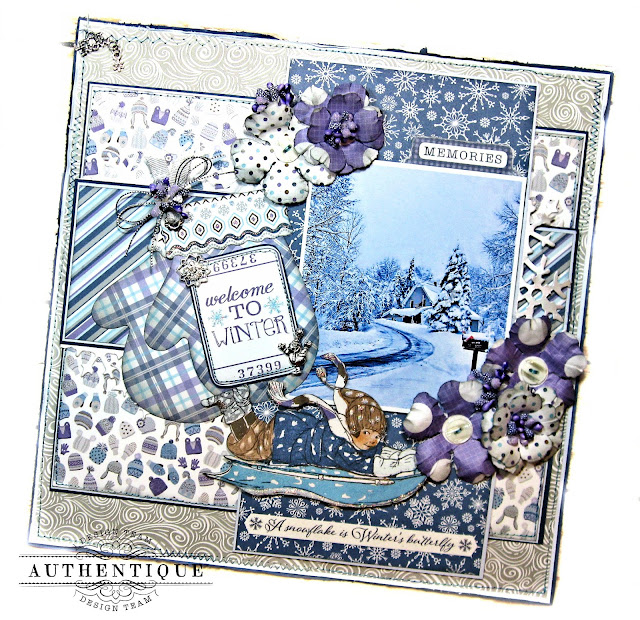 Authentique Frosted Memories Winter Layout - Kathy by Design