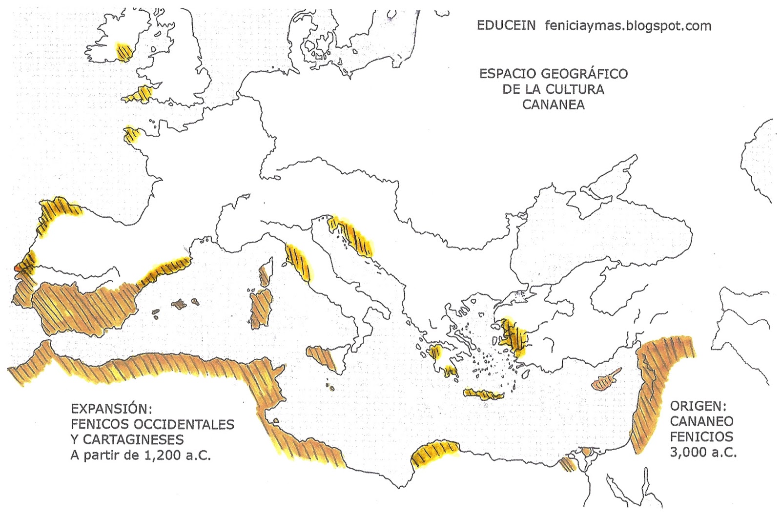 Ubicación geográfica de los fenicios. Asentamientos, Expansión, Rutas ...