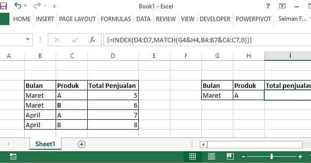 Terus belajar: Rumus Excel Index Match dengan beberapa kriteria