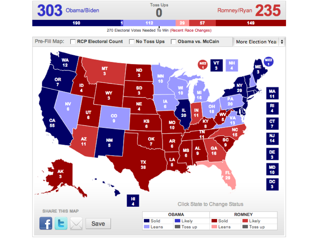 Electoral Vote Predictor: Penultimate Big Electoral Map Projection ...