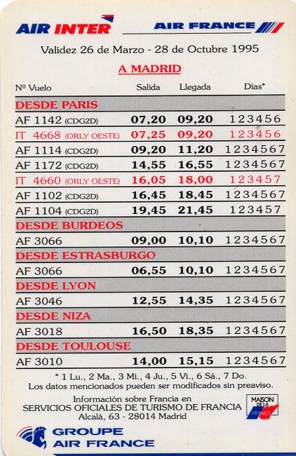 Airline memorabilia: Air Inter / Air France (1995), Madrid