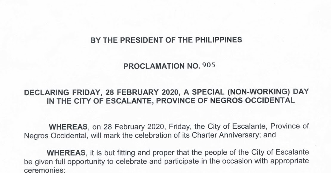 Philippine Holidays: Special (Non-Working) Day in Escalante City ...