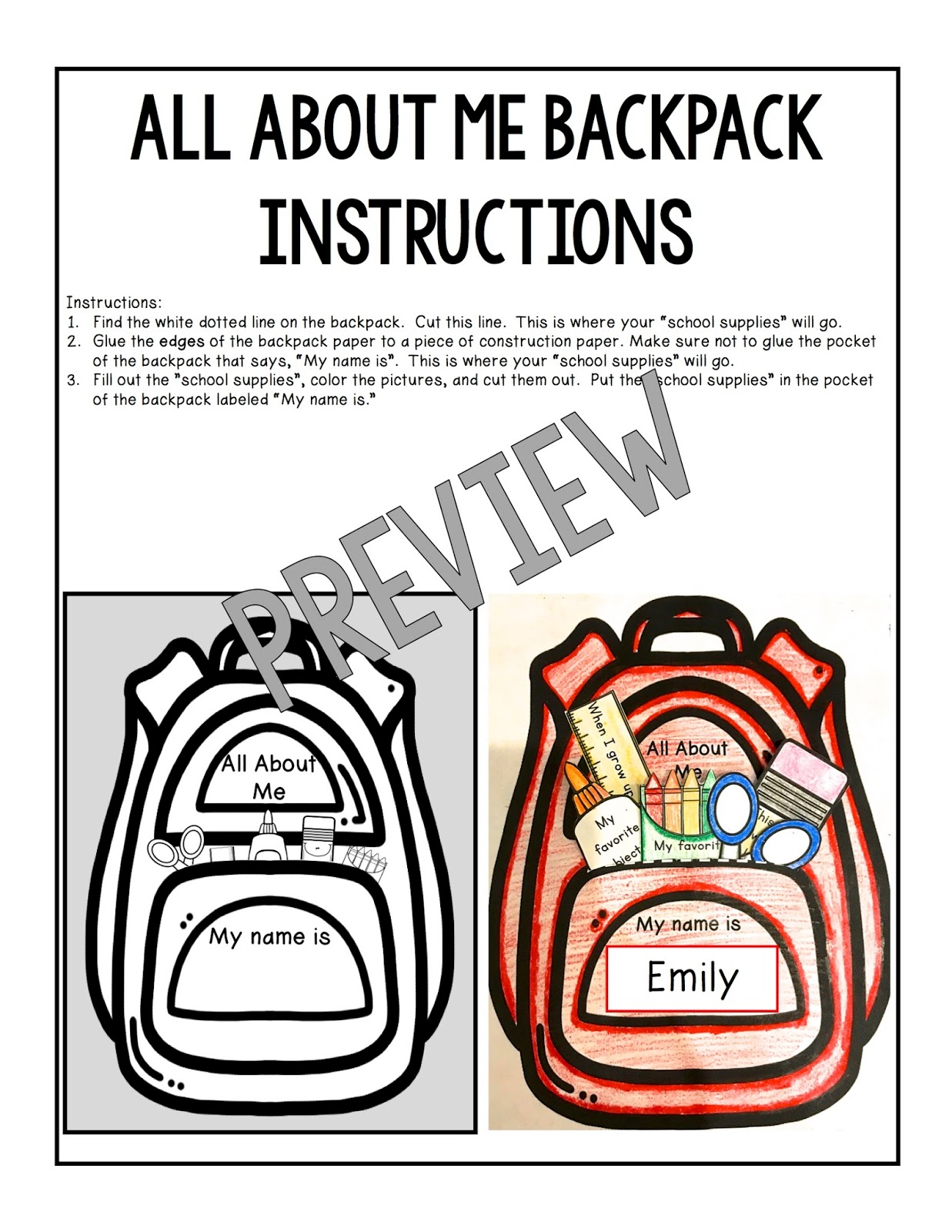 Emily Jane Creates: SEPTEMBER ALL ABOUT ME BACKPACK