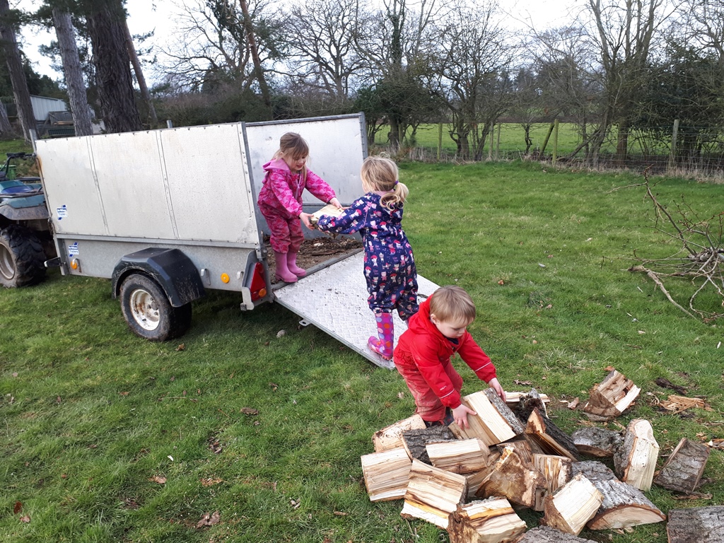 An English Homestead: Children Working - Moving Firewood