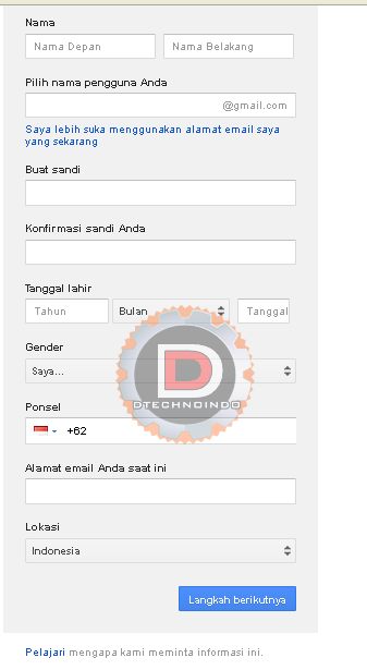 Cara mendaftar email menggunakan layanan Gmail | DTECHNOINDO
