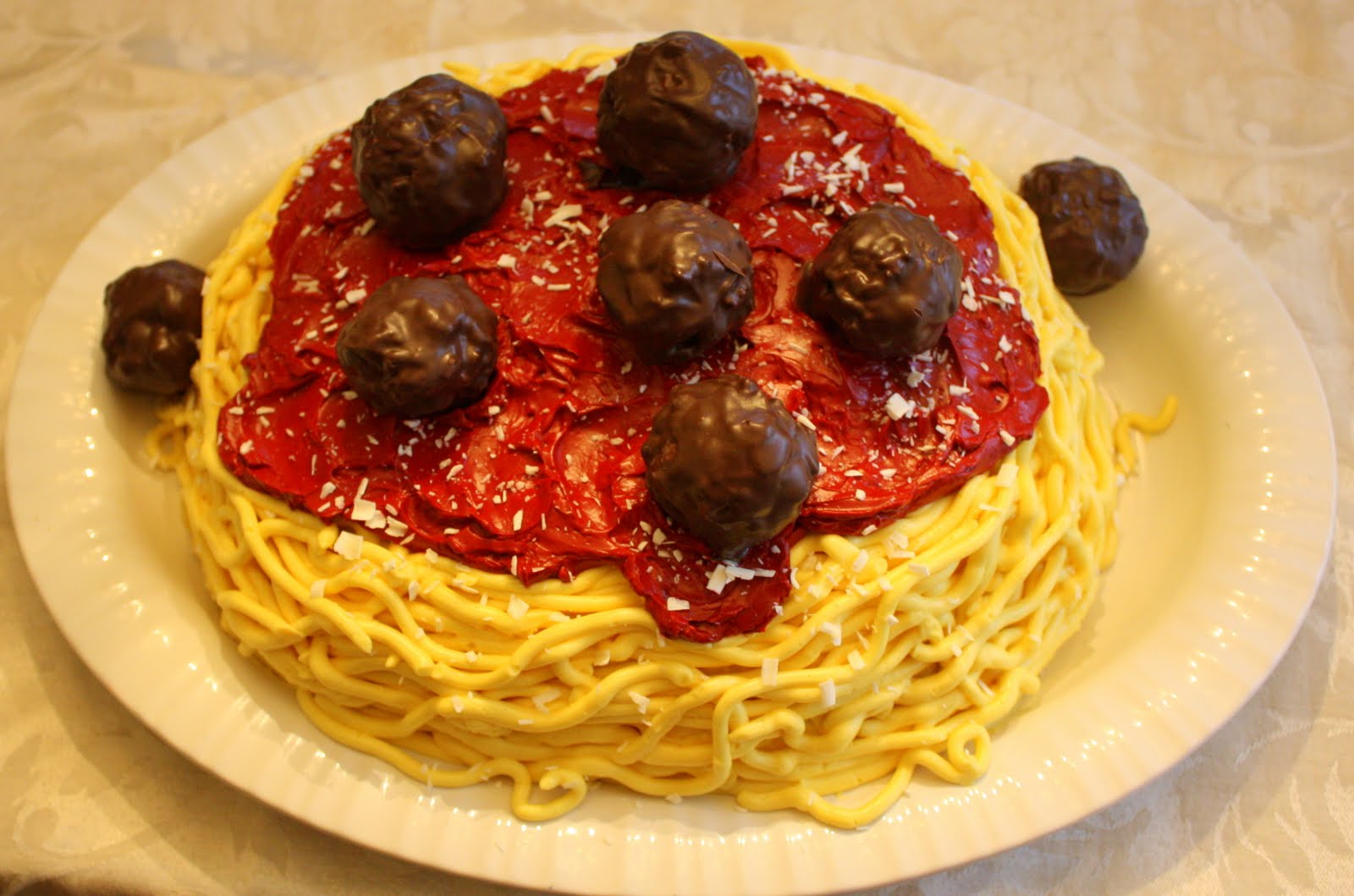 Claudine: Spaghetti and Meatball Cake