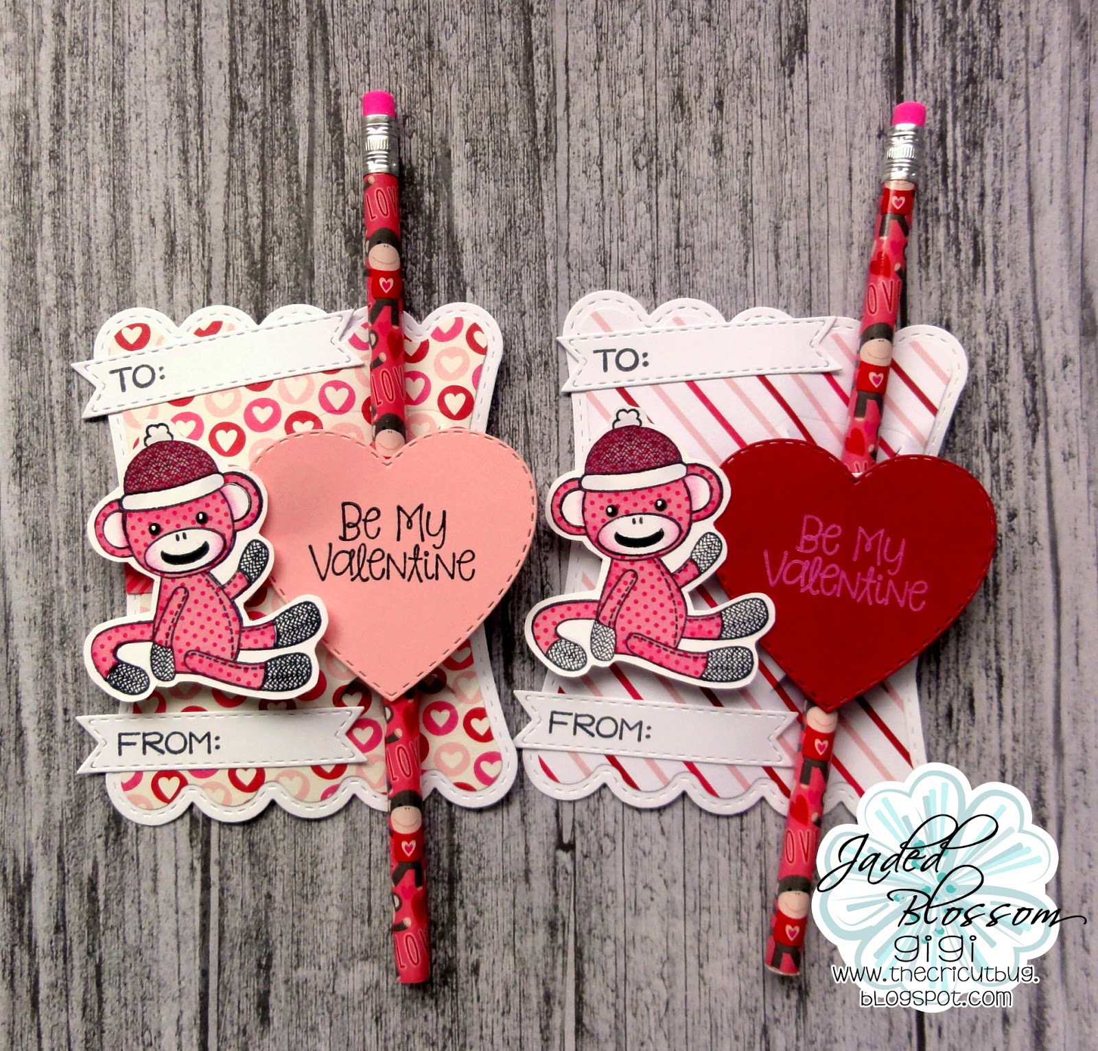 Jaded Blossom: Sock Monkey Pencil Valentines