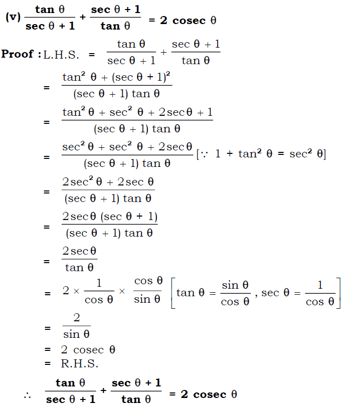 OMTEX CLASSES: (v) tanθ/(secθ+1)+(secθ+1)/tanθ = 2 cosecθ
