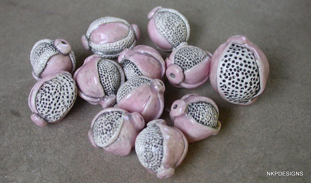 Pink Seed Pod Ceramic Beads – NKP designs – ZINNIA STUDIO