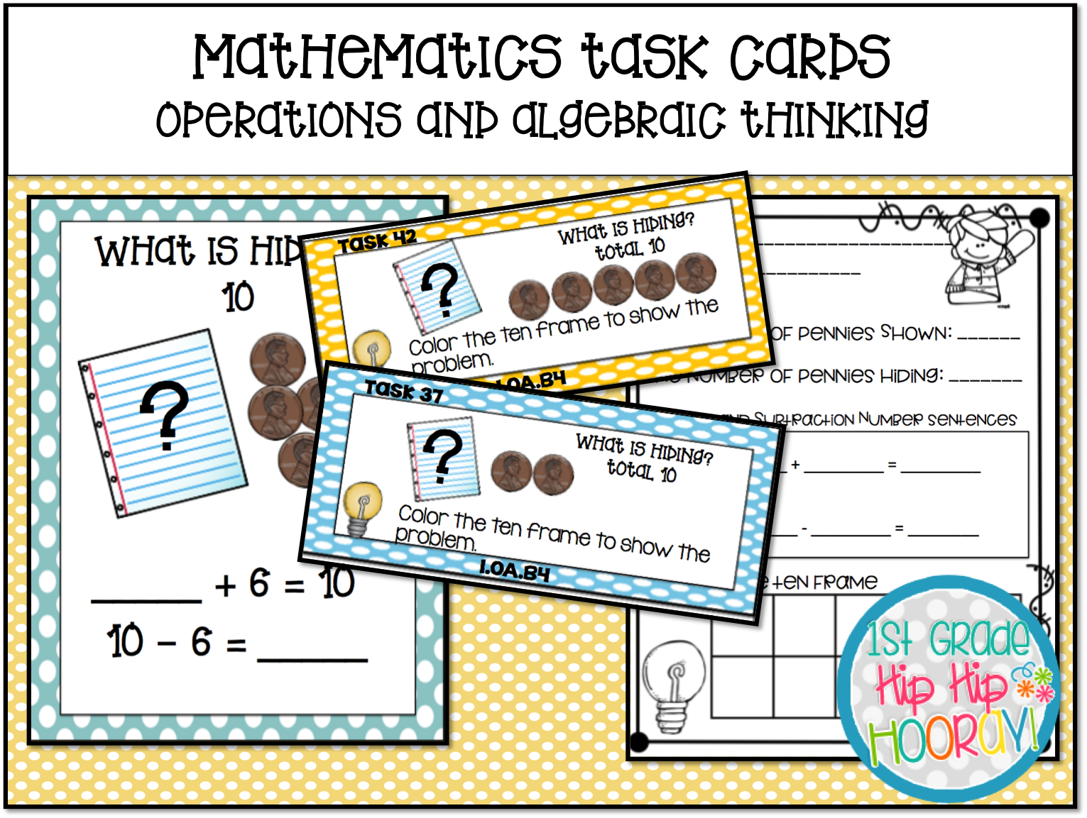1st Grade Hip Hip Hooray!: Task Cards...Operations and Algebraic Thinking
