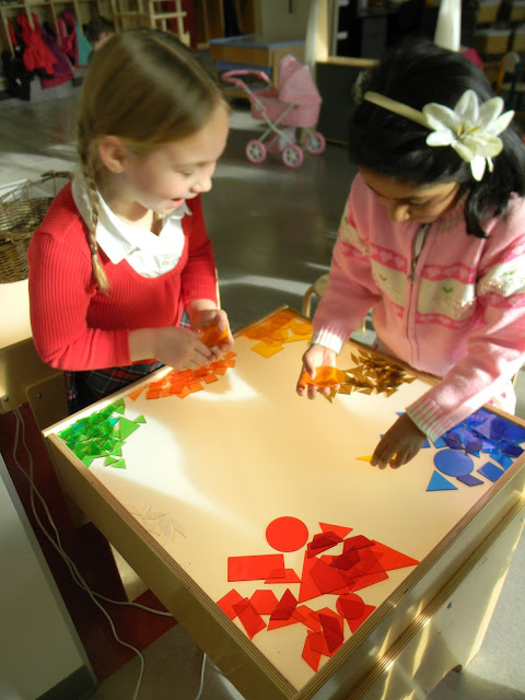 The Wonderful World of Kindergarten: Working on our light table