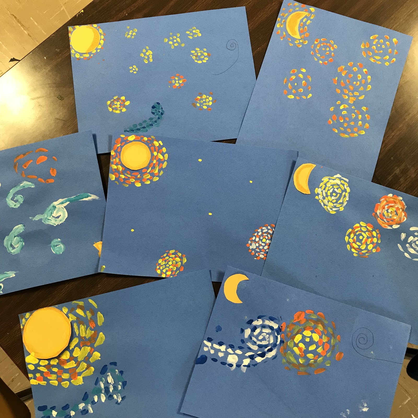 Elements of the Art Room: 3rd grade Starry Night cityscapes