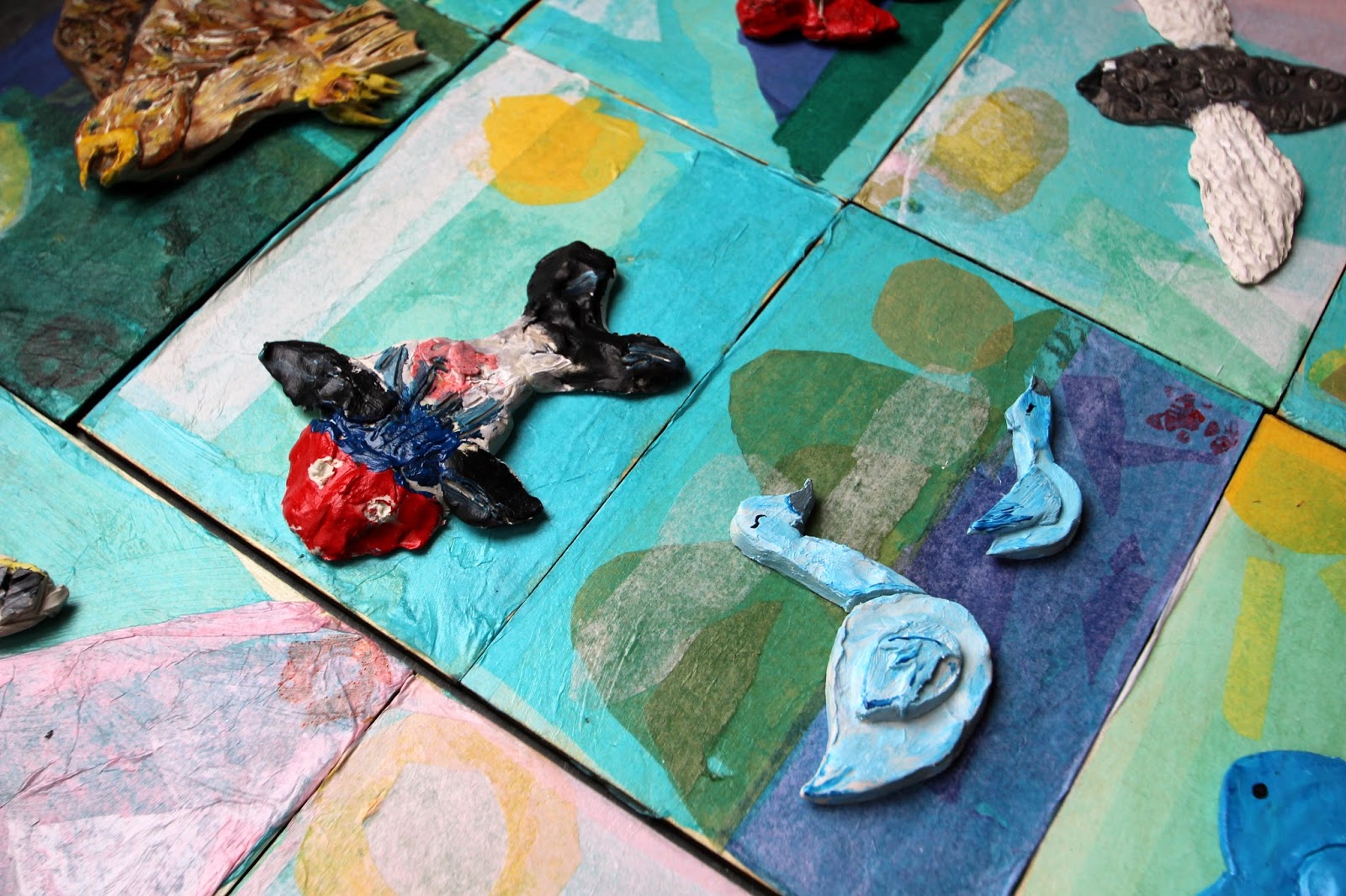 Doodlebug Dabblings: clay and paper collage assemblage