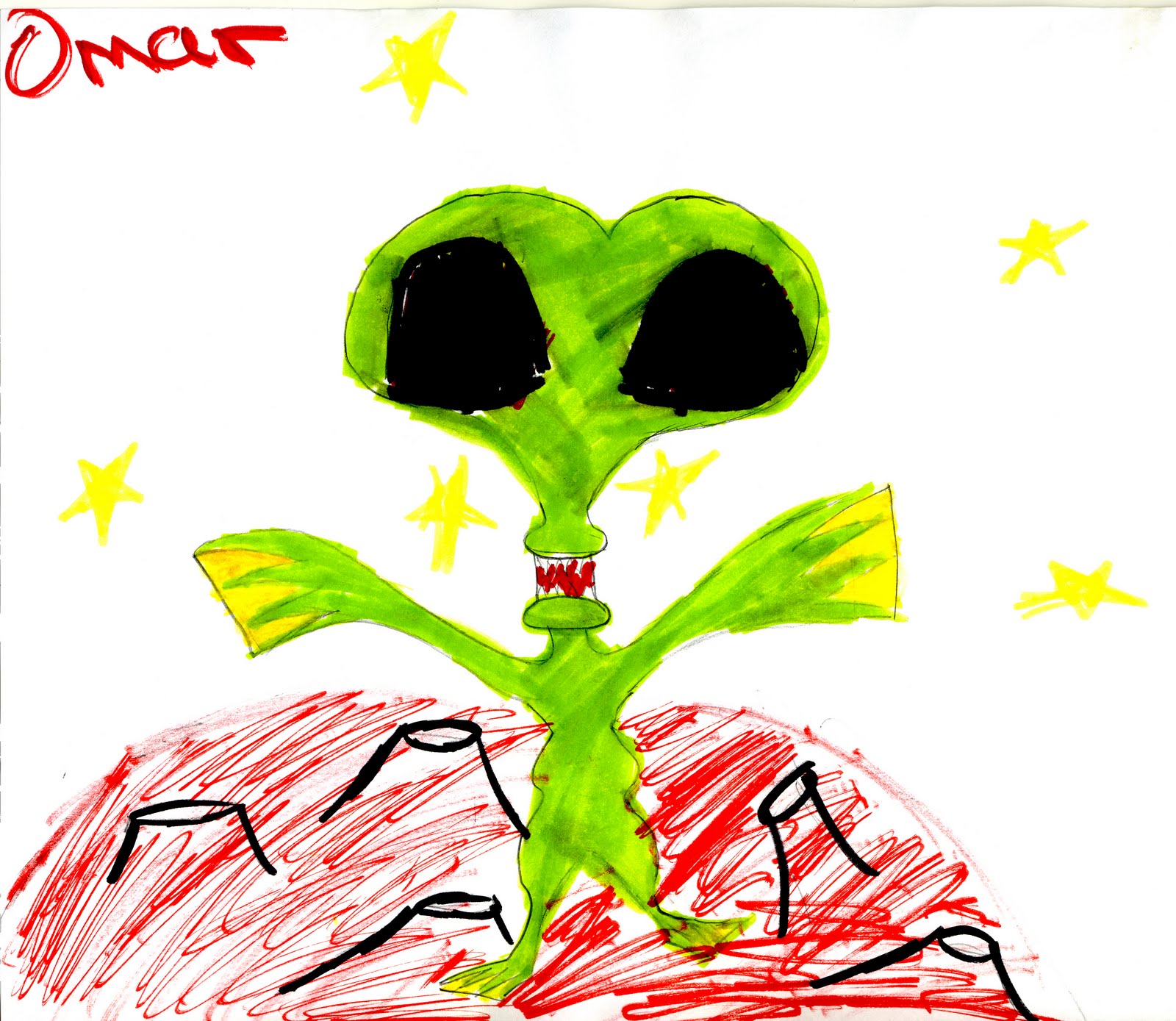 Kids can draw: Omar's Alien drawing