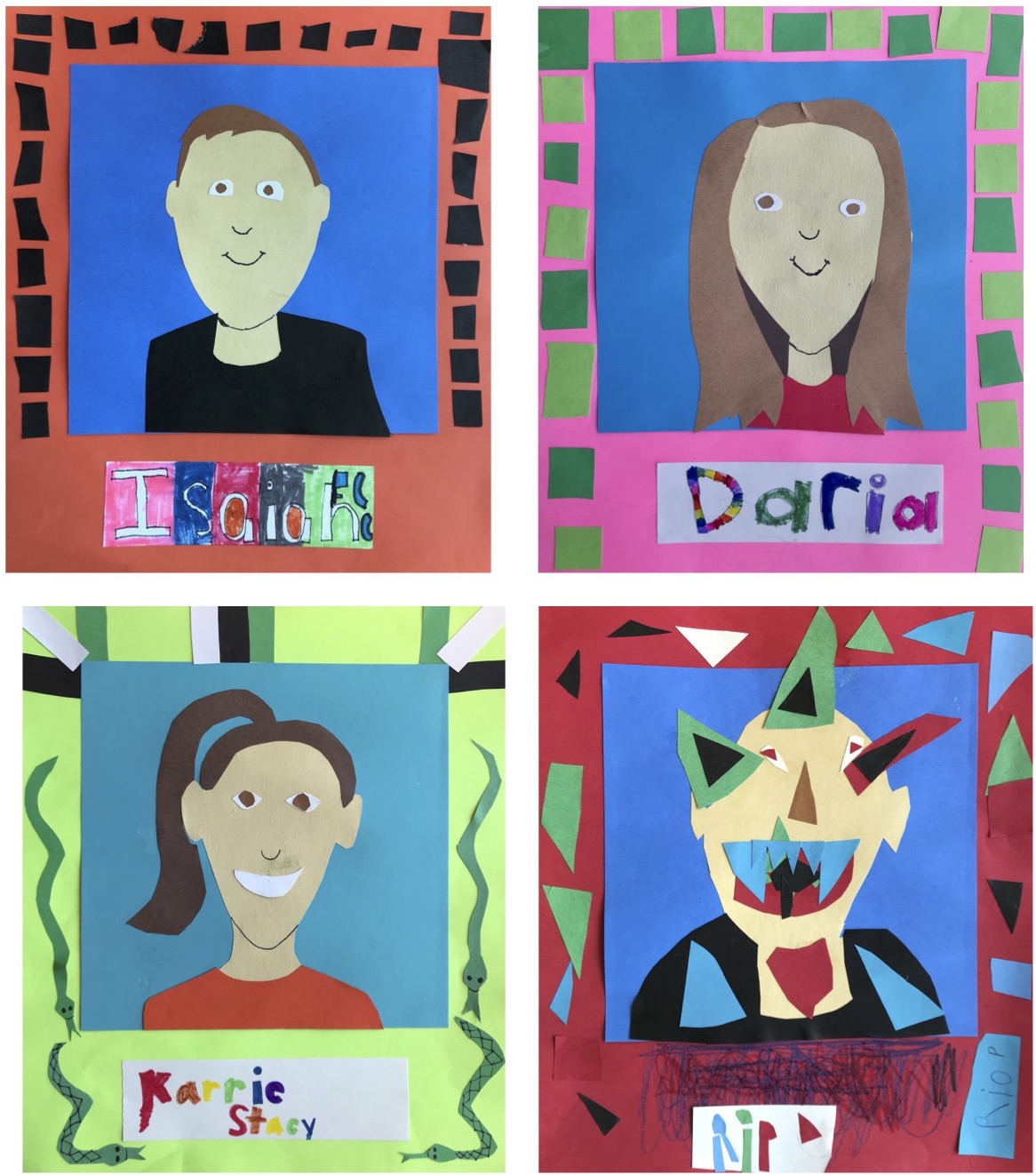 The Rolling Artroom: Cut Paper Self Portraits (1st-3rd Grade)