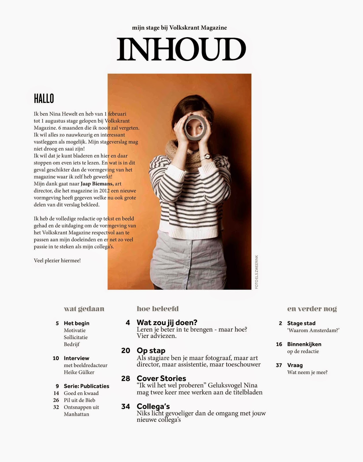 nina hewelt : stageverslag in progress