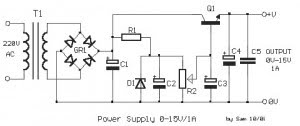 Rangkaian Power Supply Variable Transistor