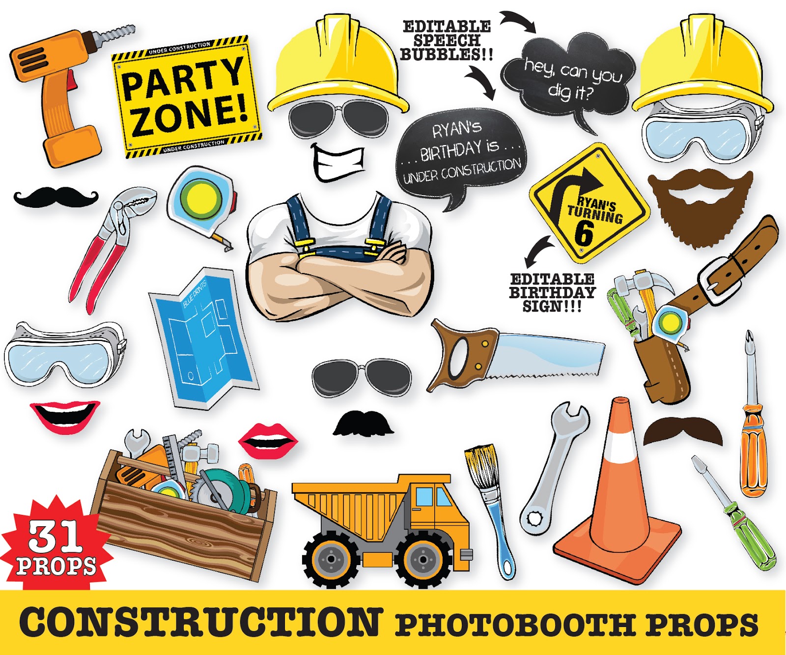 SimplyEverydayMe: Construction Photo Booth Props...
