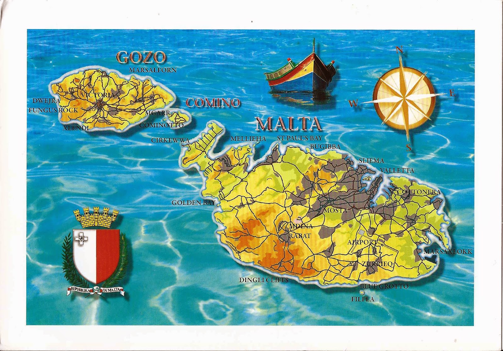 A Journey of Postcards: The map of Malta