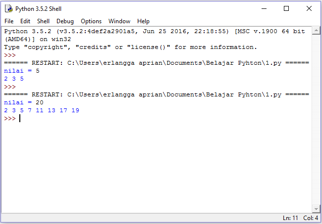 Progam Input Bilangan Prima Di Python