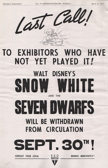 Filmic Light - Snow White Archive: 1939 "Kine Weekly" Ad for Snow White ...