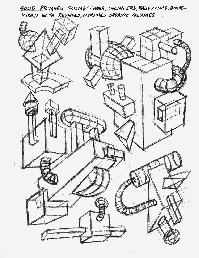 Creative Form Sketching 2015: Organic Fluid Form, Lines and Ellipses Part 2