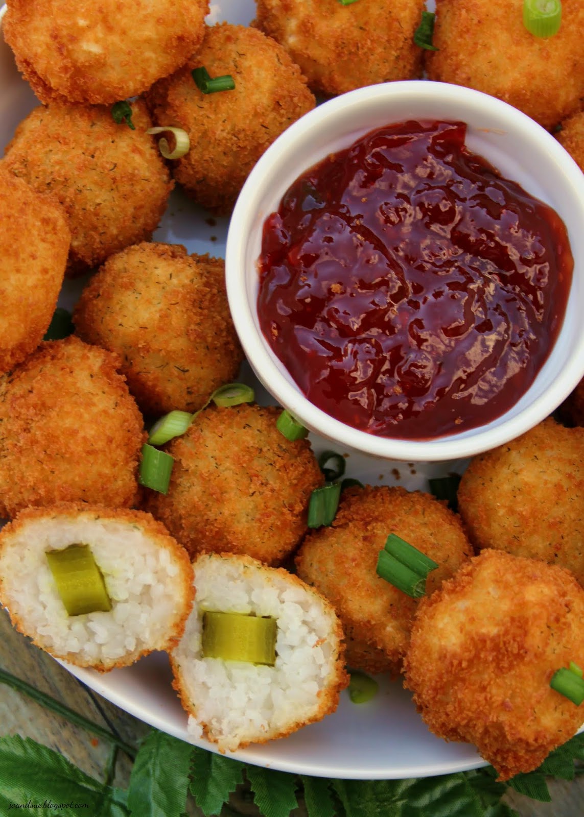 Jo and Sue: Crunchy Pickle Rice Balls with Spicy Red Pepper Jelly