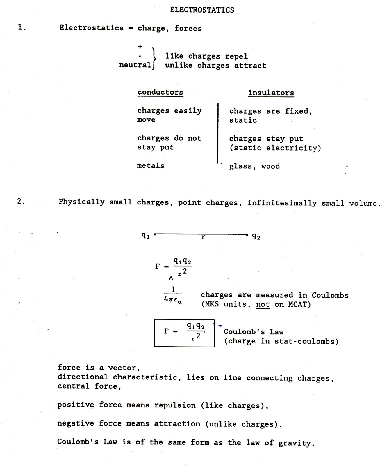 Everything MCAT: MCAT Learning Materials: Lesson 7 Electrostatics