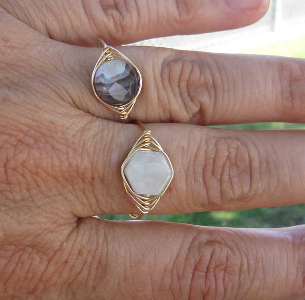 Lisa Yang Jewelry : Herringbone Wrapped Gemstone Rings