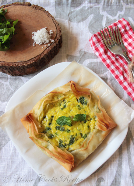 Spinach pie with spring roll sheets | Home Cooks Recipe