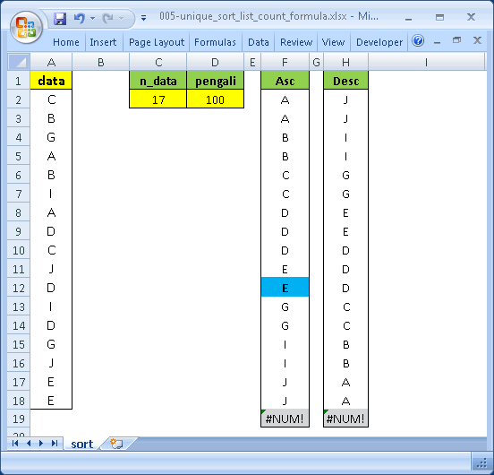 Excel Coretan Mr. Kid: Formula sort data pada data teks