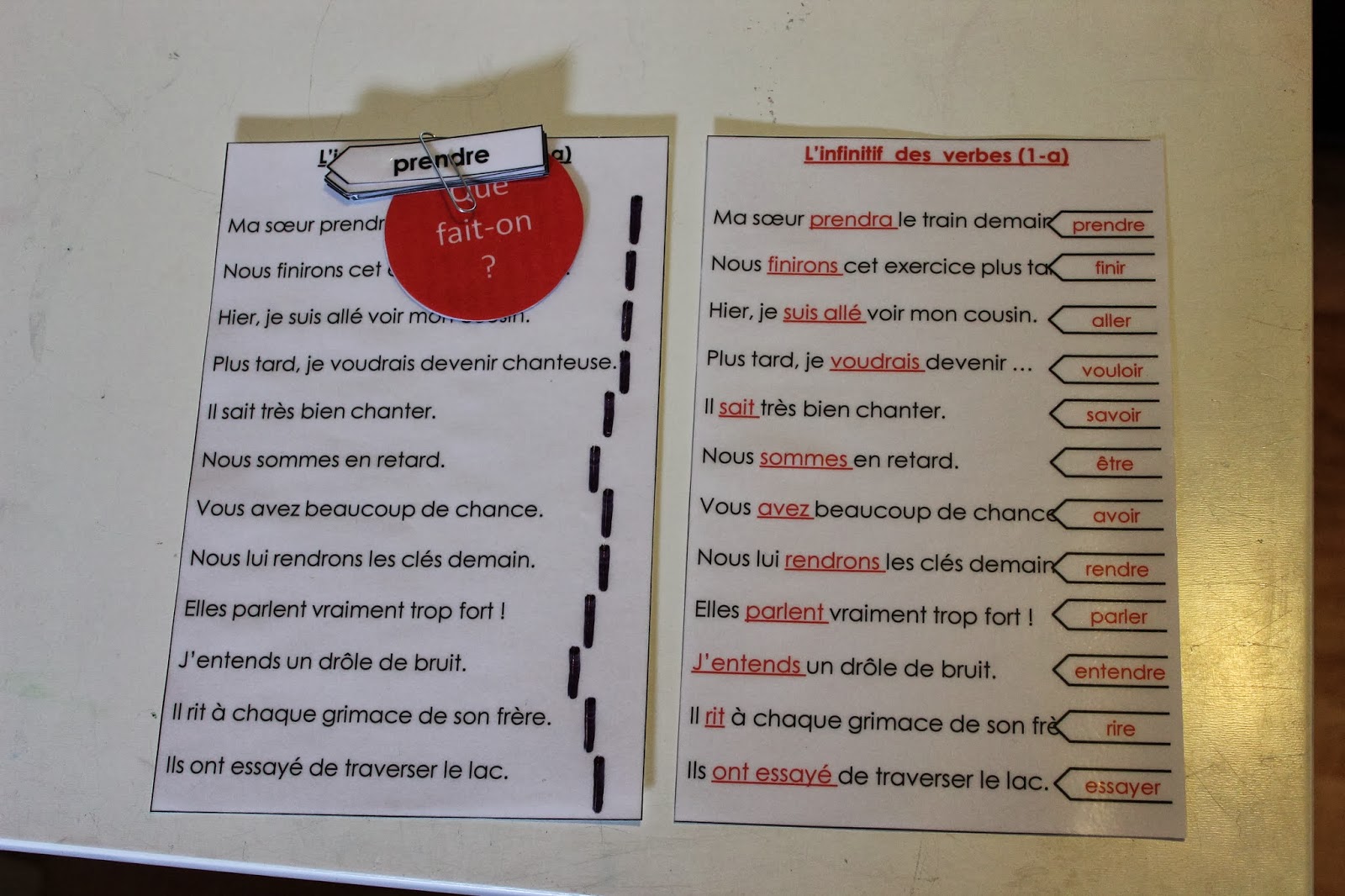 L'école des amours: Verbes : Trier en 3 groupes