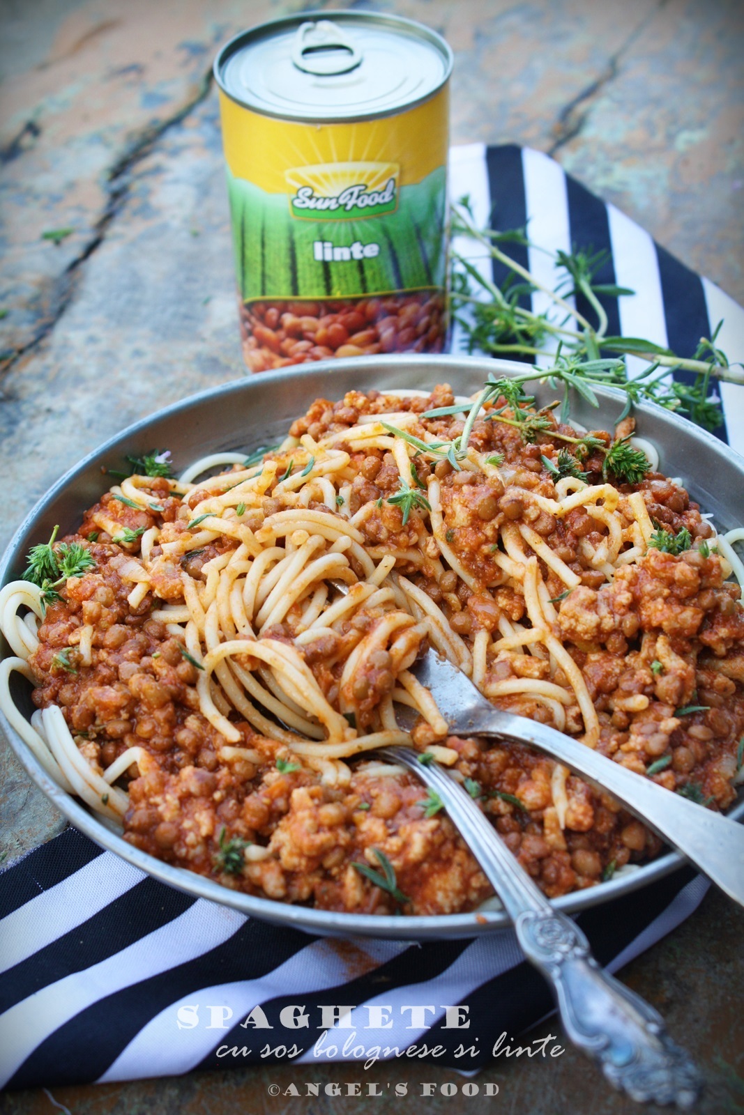 Angel's food: Spaghete cu sos bolognez si linte Sun Food
