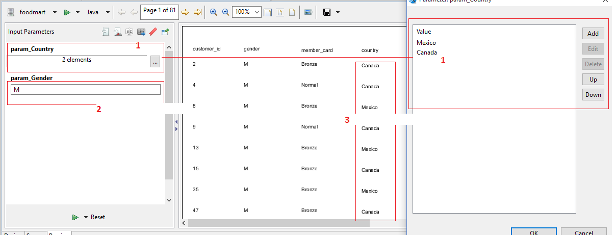 Use Case Handling Multi Select Parameter At Report Level In Tibco Jaspersoft Bi Or Filter