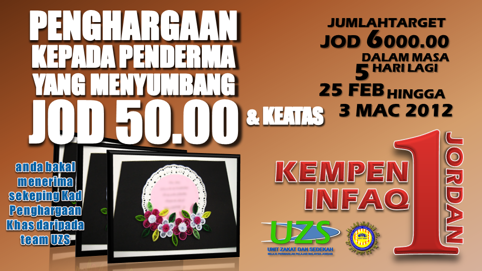 KEMPEN INFAQ 1 JORDAN ~ UNIT ZAKAT SEDEKAH JORDAN