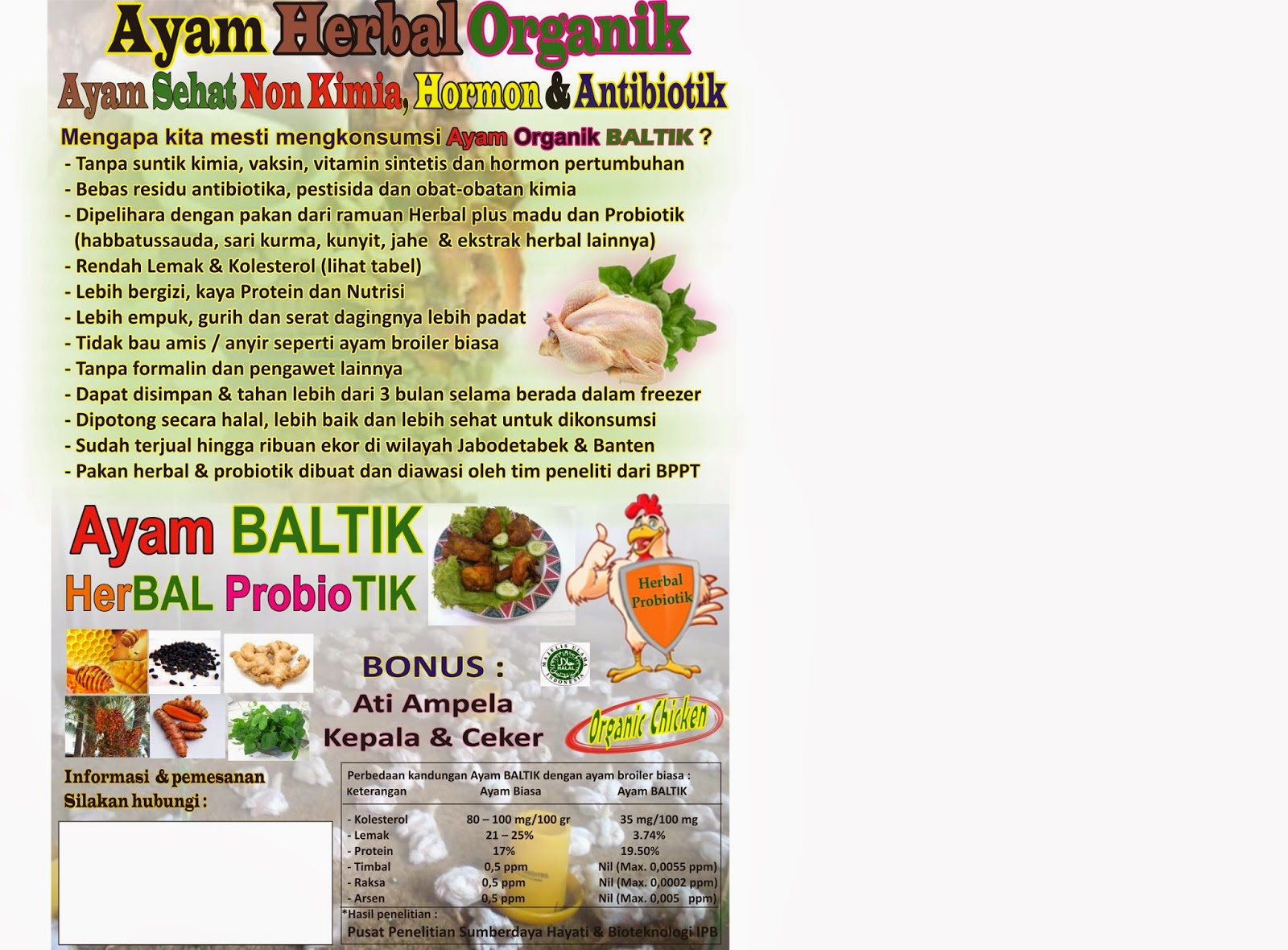 Ayam HerBAL ProbioTIK Organik: Sertifikasi dan Brosur