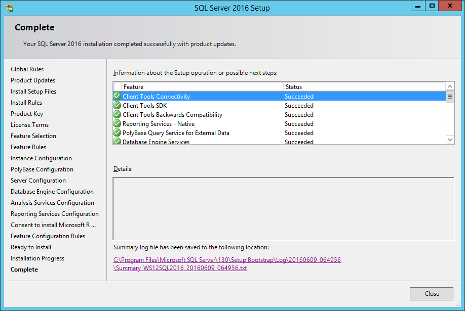Realized Design: SQL 2016 - Installation Summary File location Realized Design: SQL 2016 - Installation Summary File location