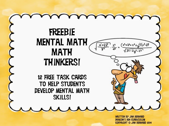 Classroom Freebies Too: Mental Math Thinkers!