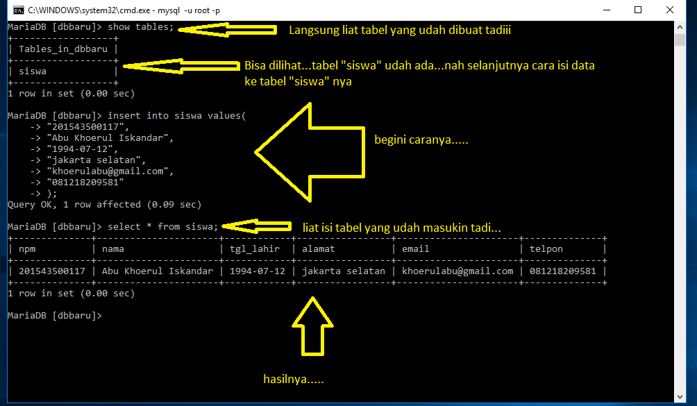 Insert Data Di Mysql Via Cmd Abu Khoerul Iskandar