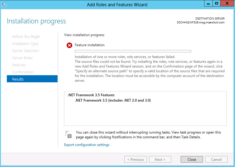 Windows Server 2012 Net Framework 35 Features Installation Failed Using Server Manager