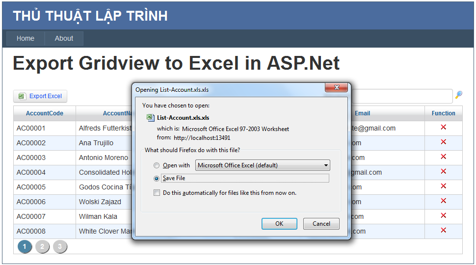 Export dữ liệu trên Gridview sang Excel trong ASP.Net - Thủ thuật lập ...
