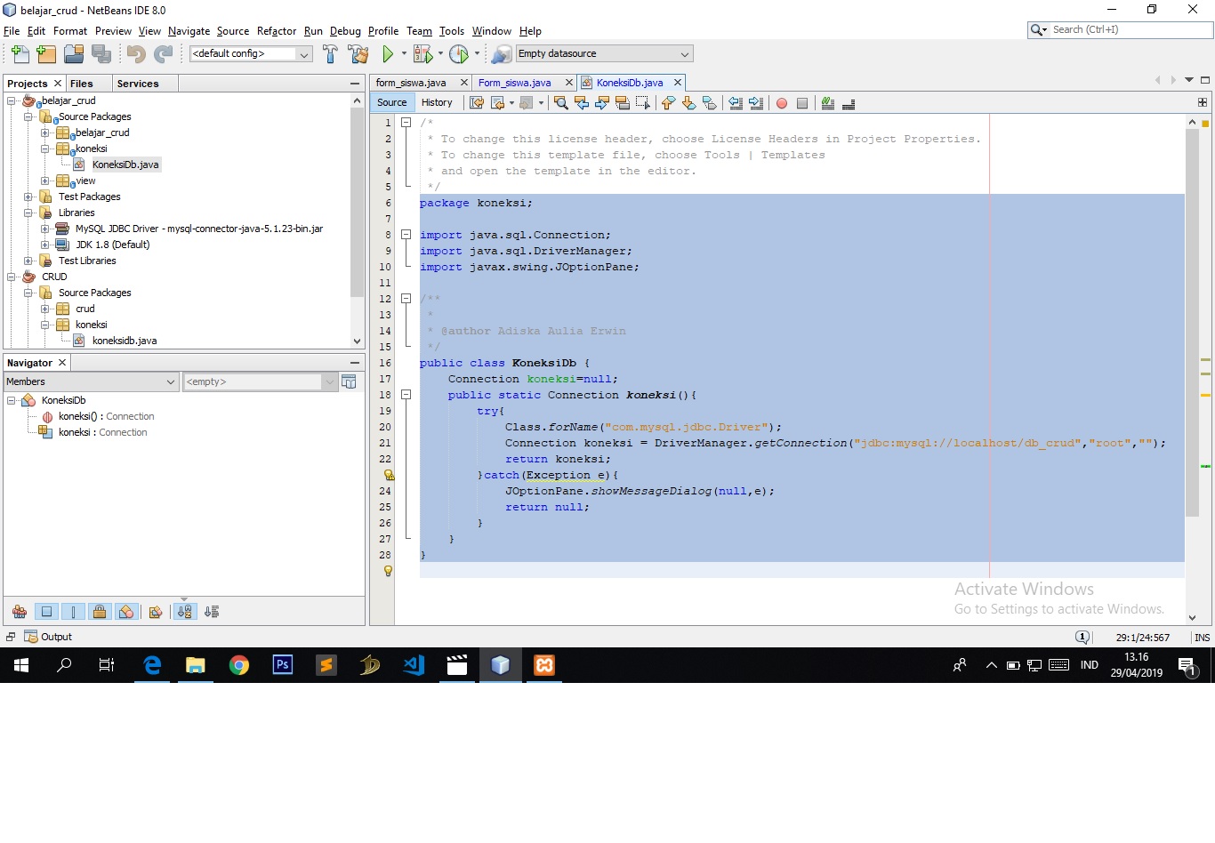 Tutorian Crud Java Menggunakan Netbeans Dan Xampp Mysql