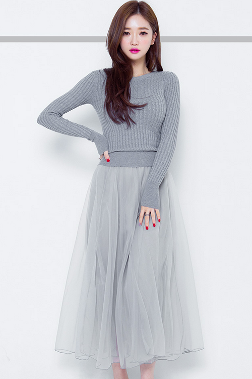 [Chuu] Cardigan and Maxi Dress Set | KSTYLICK - Latest Korean Fashion ...