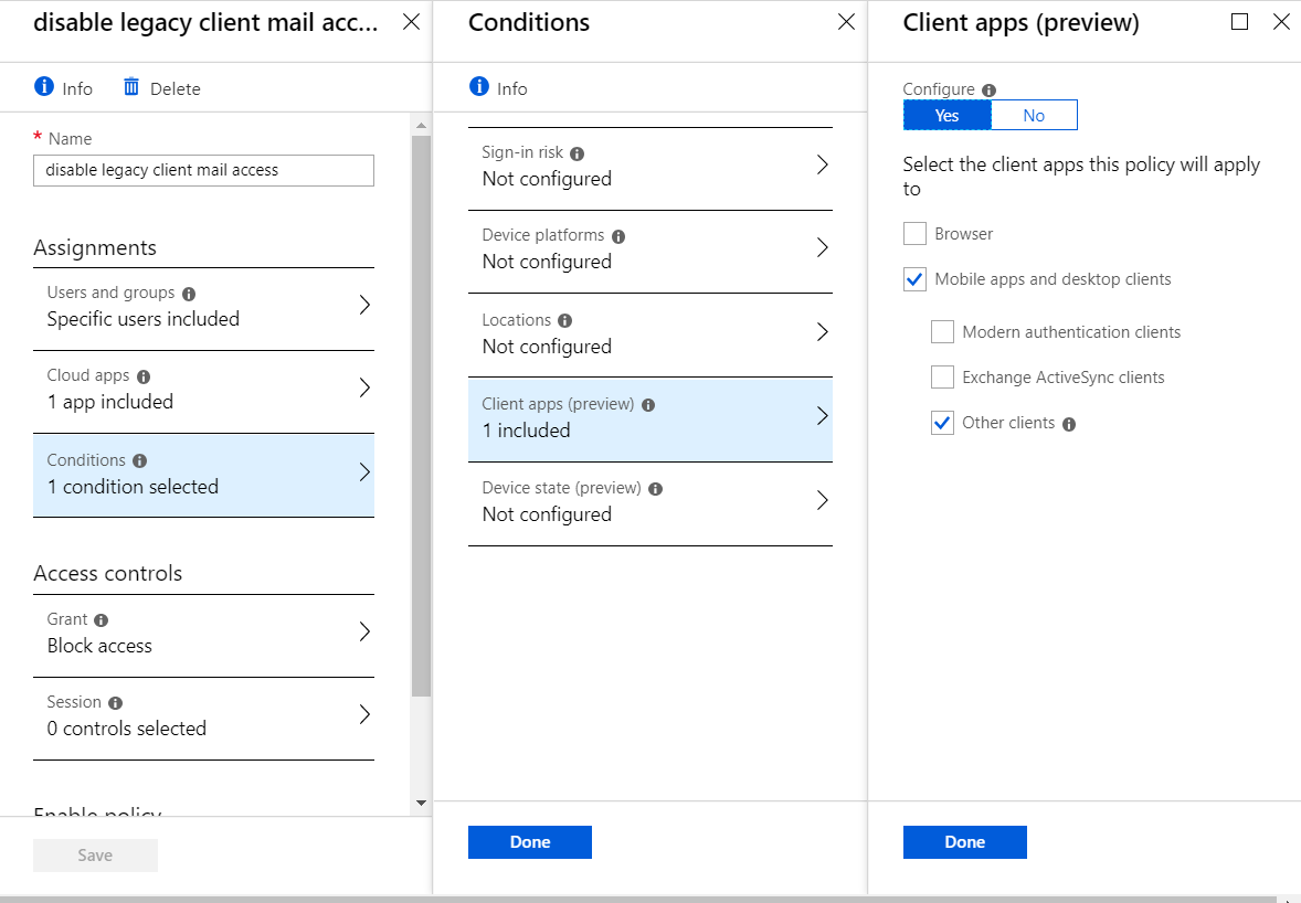 Block Access to legacy Apps using Azure AD conditional Access in Office 365