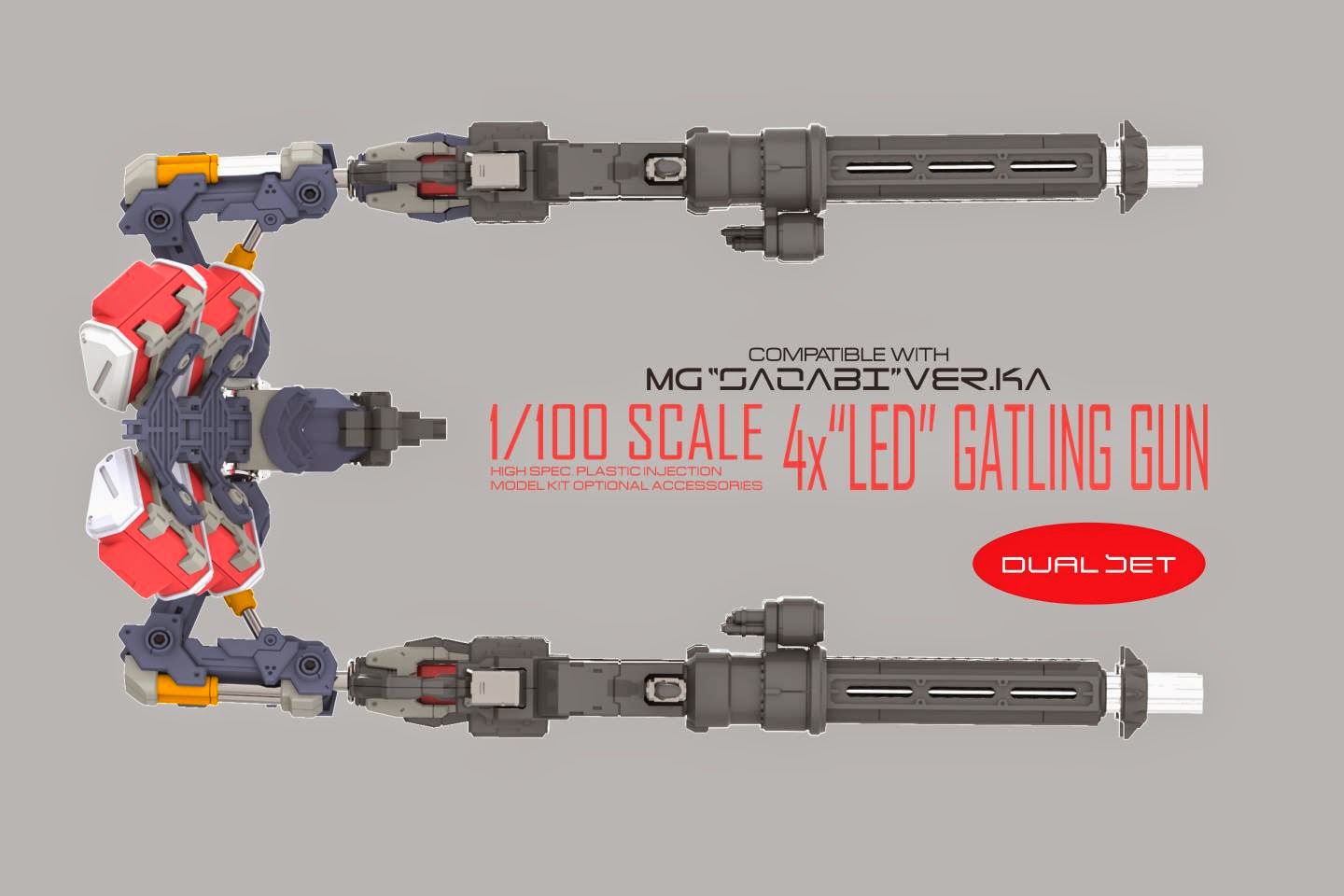 Playwright: 1/100 4x Gatling Gun Set + LED for MG Sazabi Ver. Ka ...