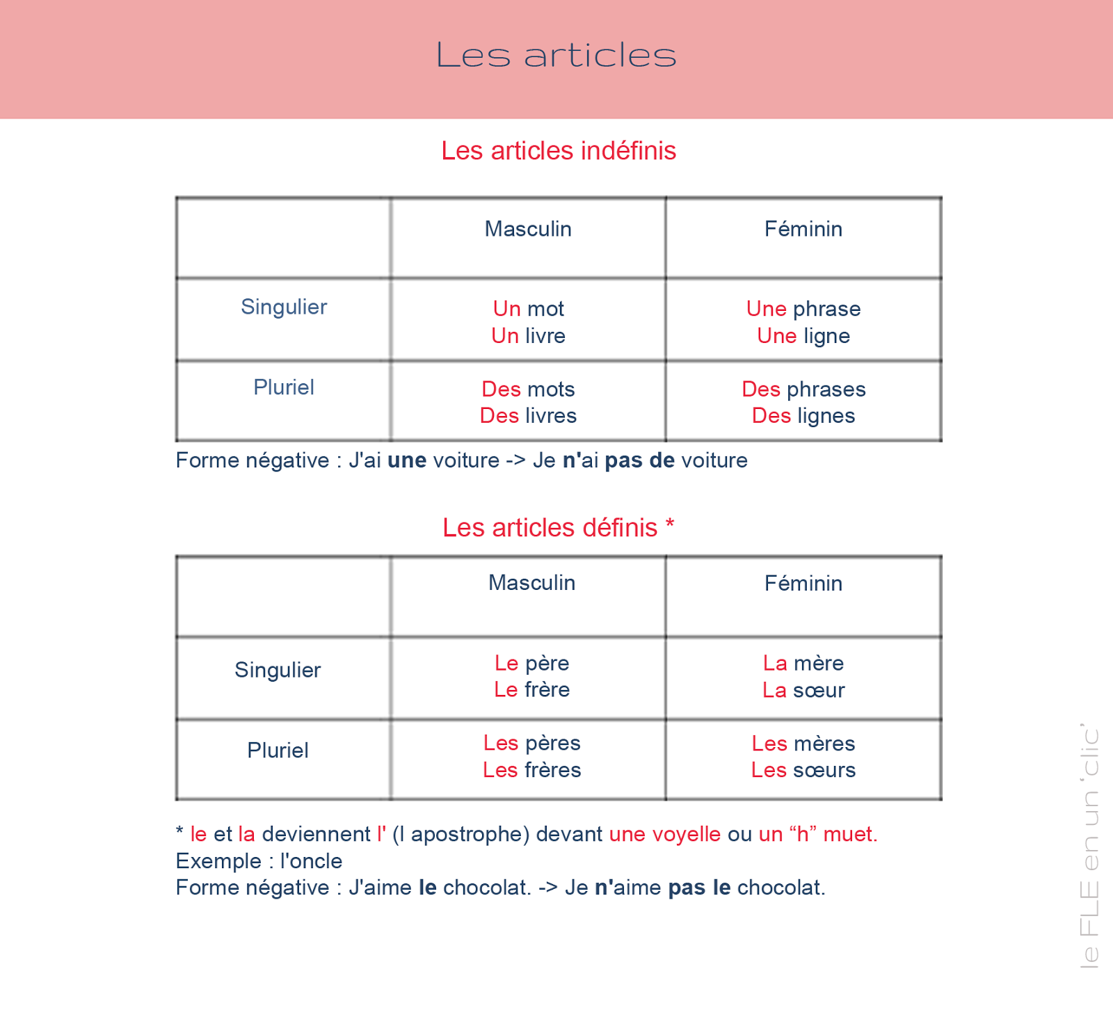 Le blog de FLE de madame Lourido: Les articles définis et indéfinis et ...