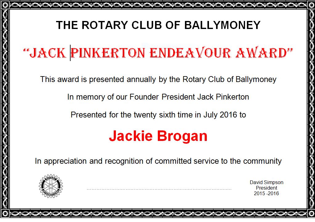 The HUB, news and updates from the Rotary Club Of Ballymoney: Jack ...